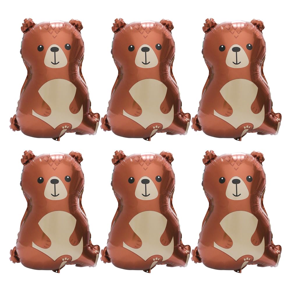 Amazon.com: Deermon Woodland Brown Bear Shaped Animal Party Balloons, 6 ...