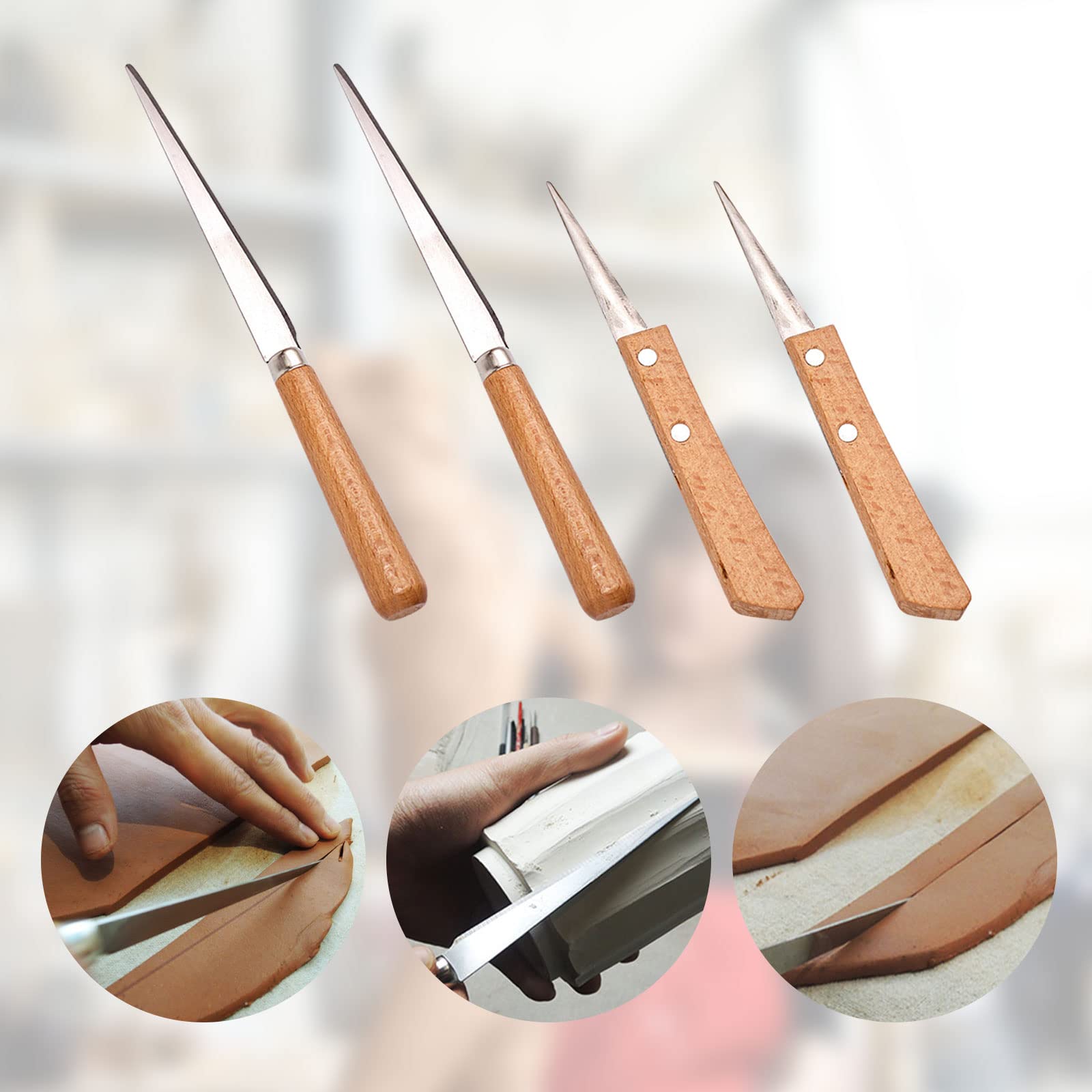 Snapklik.com : 4pcs Wooden Handle Fettling Knife, Fettling Knife Craft ...