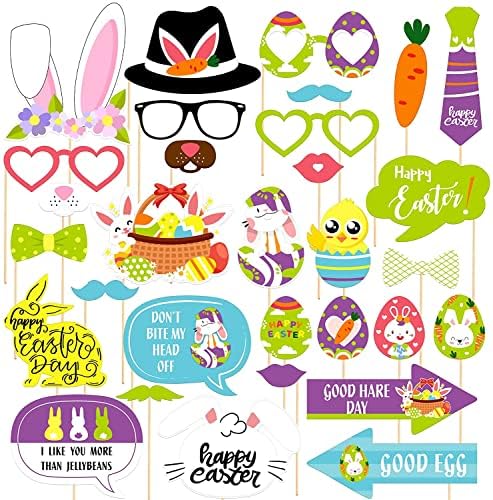 Amazon.com: 25 PCS Easter Photo Booth Props,25 Pcs Happy Easter Photo ...
