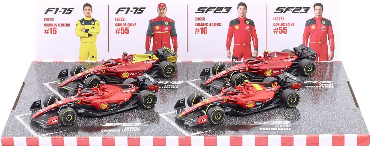 BBURAGO - Gift Pack 4 F1 Ferrari SF-23-4 Modellini Realistici Auto in ...