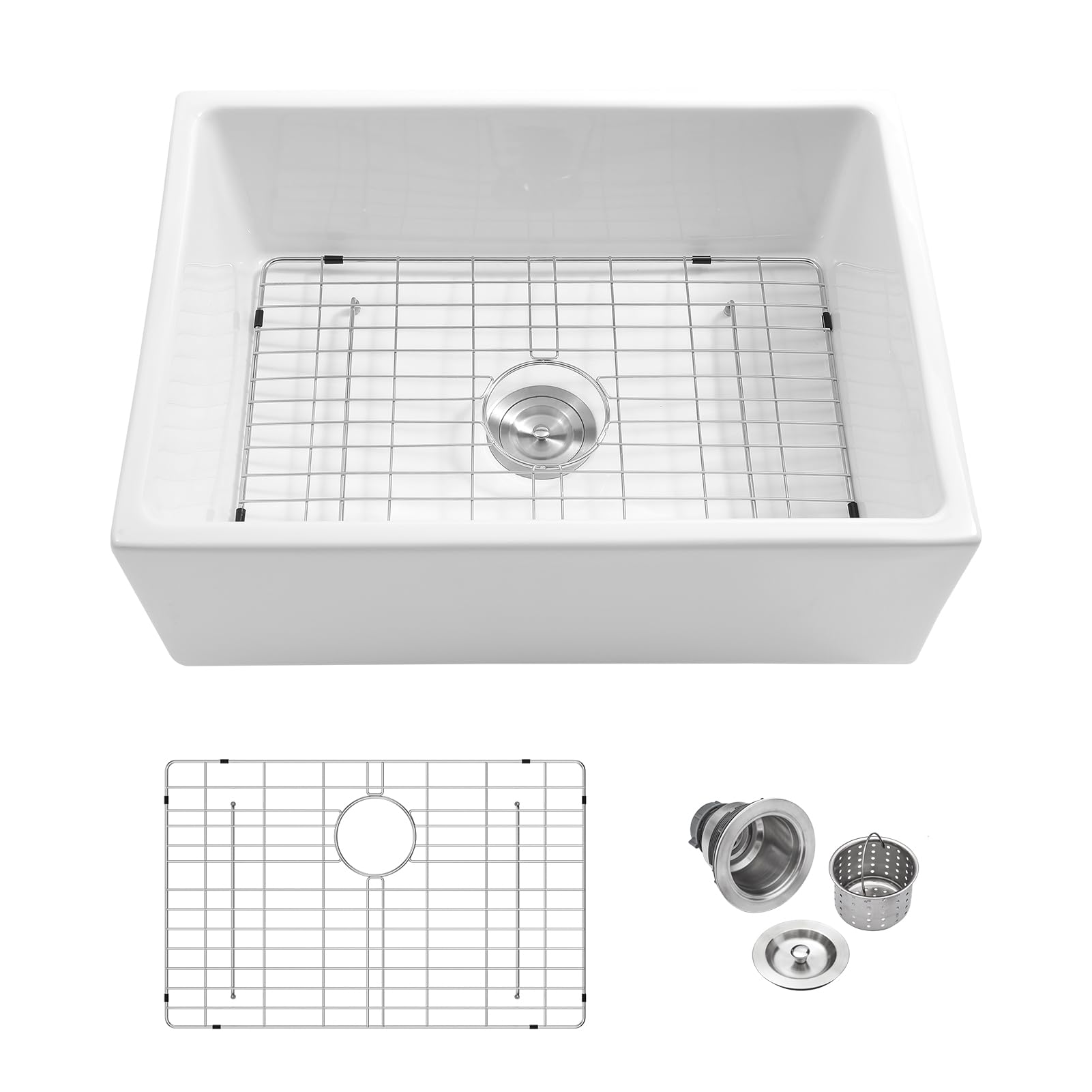 Logmey 28 Inch Farmhouse Sink 28 x 20 In White Apron Sink Farm Sink ...