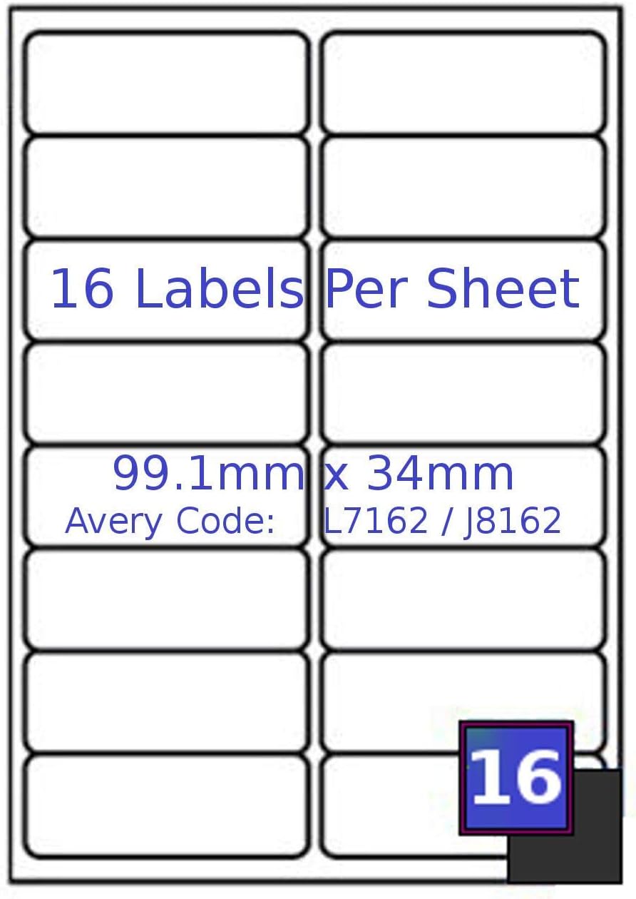 500x 16 Labels Per Sheet A4 Address Labels Sticky Self Adhesive Peel ...