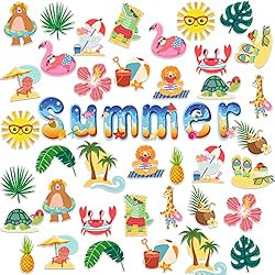 Amazon.com: 50Pcs Summer Bulletin Board Decorations Beach Theme Paper ...