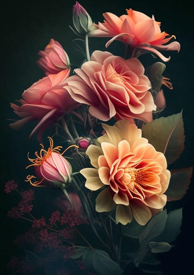 Amazon.com: Floral Jigsaw Puzzle 1000 Pieces,Gradient Flowers Puzzles ...