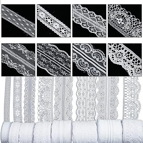 Amazon.com: FEPITO 15 Rolls 55.5 Yard White Lace Trim Ribbon Assorted ...