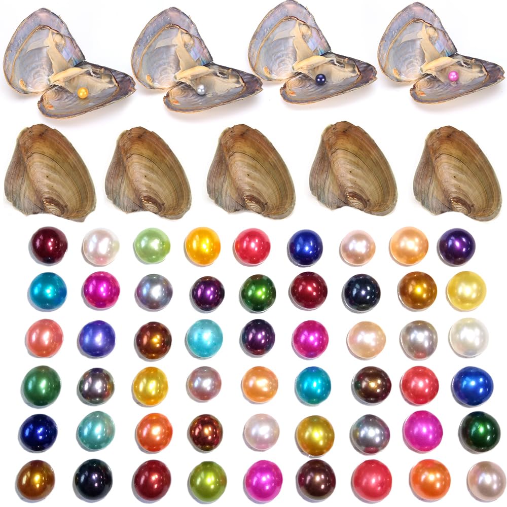 Amazon.com: 50PCS Freshwater Near Round Oyster Pearl Cultured Oysters ...
