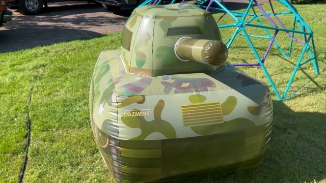 Watch Dazmers Inflatable Army Tank for Party War for Kids on Amazon Live