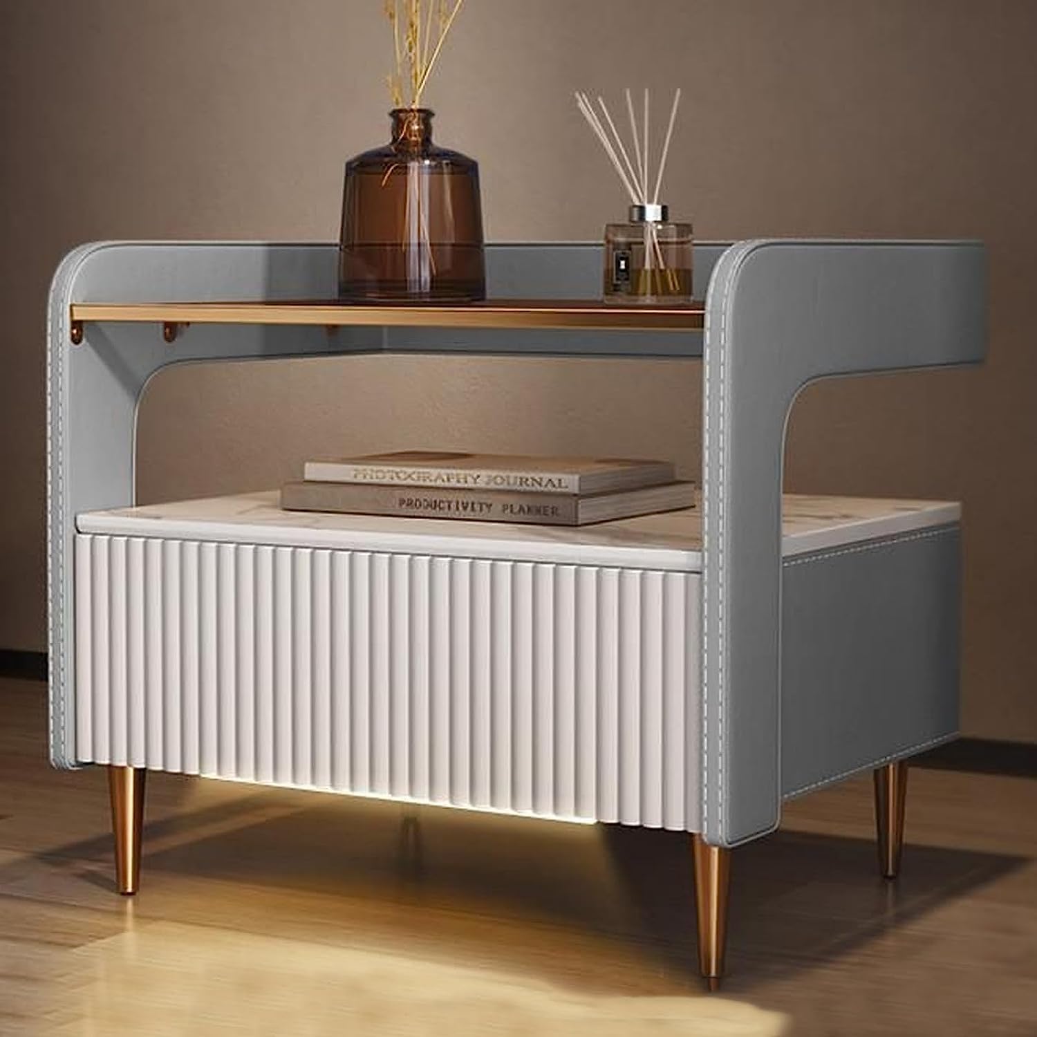 Usknxiu End Side Table Bedroom, Nightstand with Drawers, Tall End ...