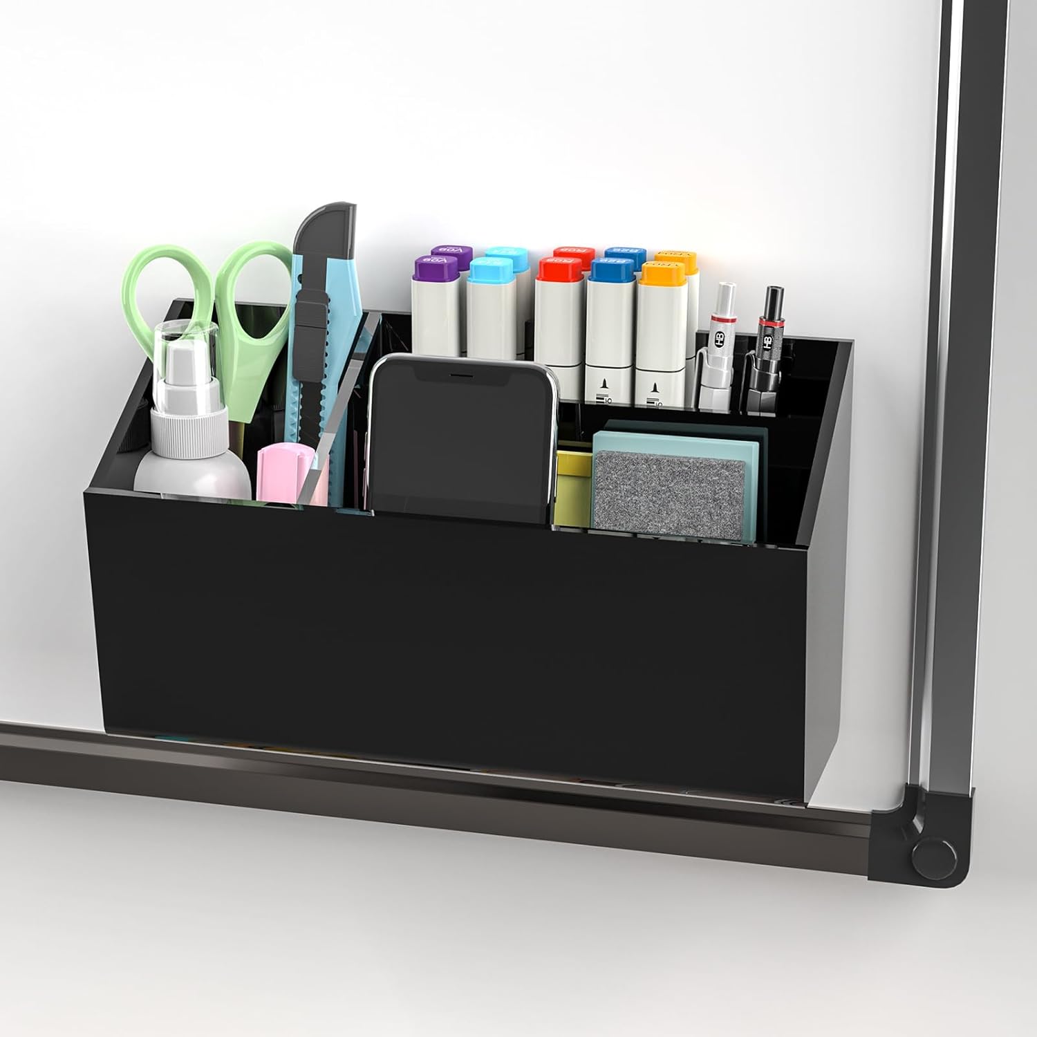 NiOffice Black Acrylic Magnetic Pen Holder for Whiteboard Desk Fridge ...