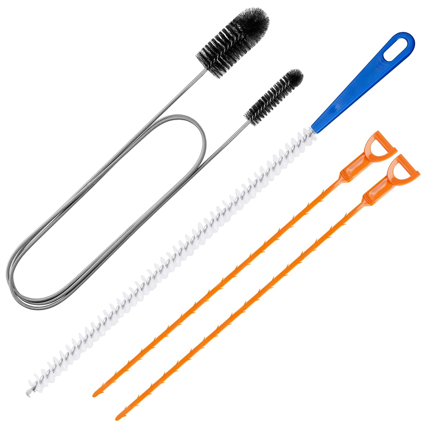 Drain Unblocker Tools 4 Pcs, 155 cm Double Ended Nylon Pipe Cleaner ...