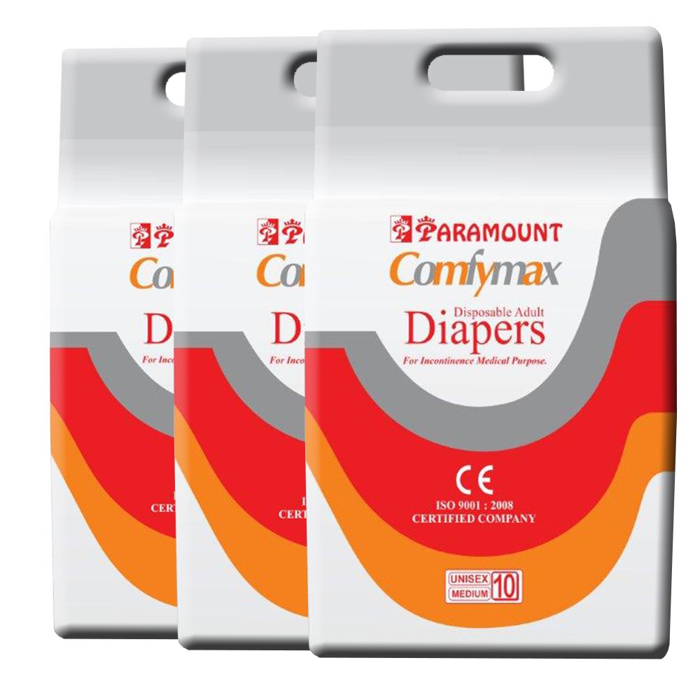 Paramount Comfymax Premium Adult Diapers - 10 Pieces (Medium, Pack of 3 ...