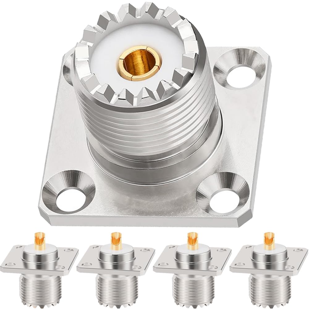 Xiatiaosann SO239 UHF Connector, 4-Hole Flange Panel Chassis Mount SO 239 Bulkhead Solder Female ...