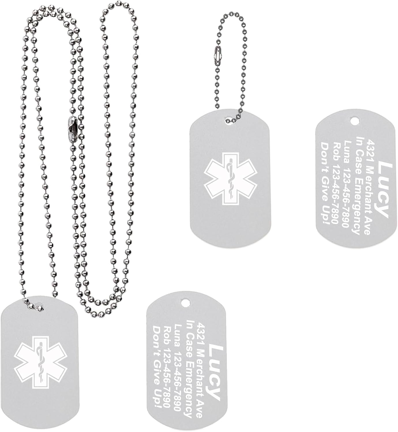 Amazon.com: ANNALALA Medical Alert Necklace Engraved Medical ID Tag ...