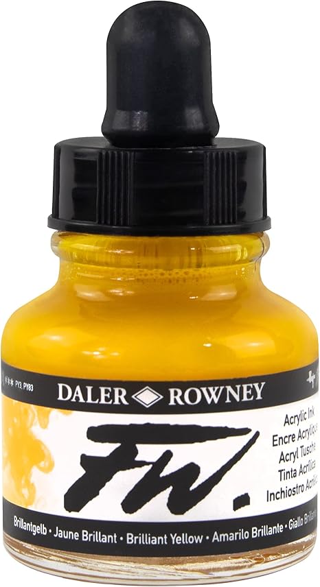 Amazon.com: Daler-Rowney FW Acrylic Ink Bottle Brilliant Yellow ...