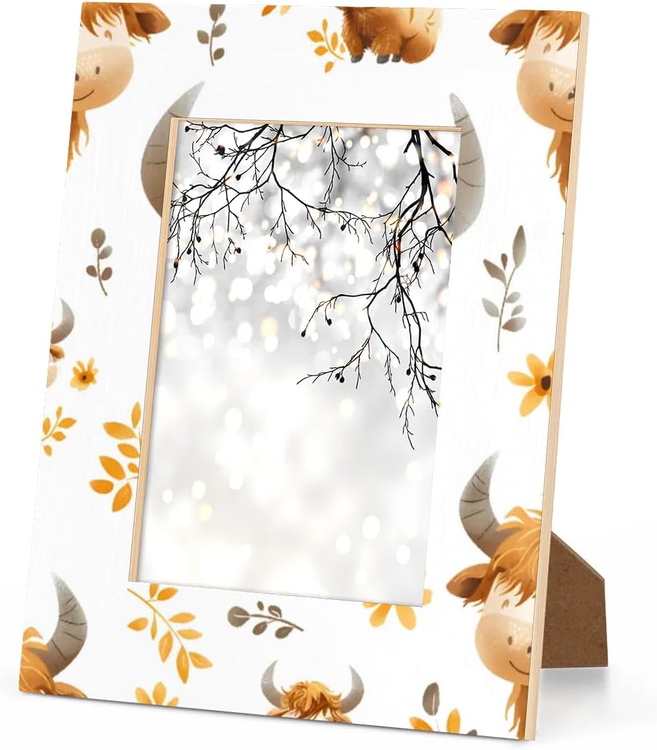 Amazon.com - Cholyzma Cartoon Highland Cow Picture Frame 5x7, Cute ...