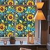 Amazon.com: WBQMUNY Sunflower Stained Glass Window Film,Non Adhesive ...