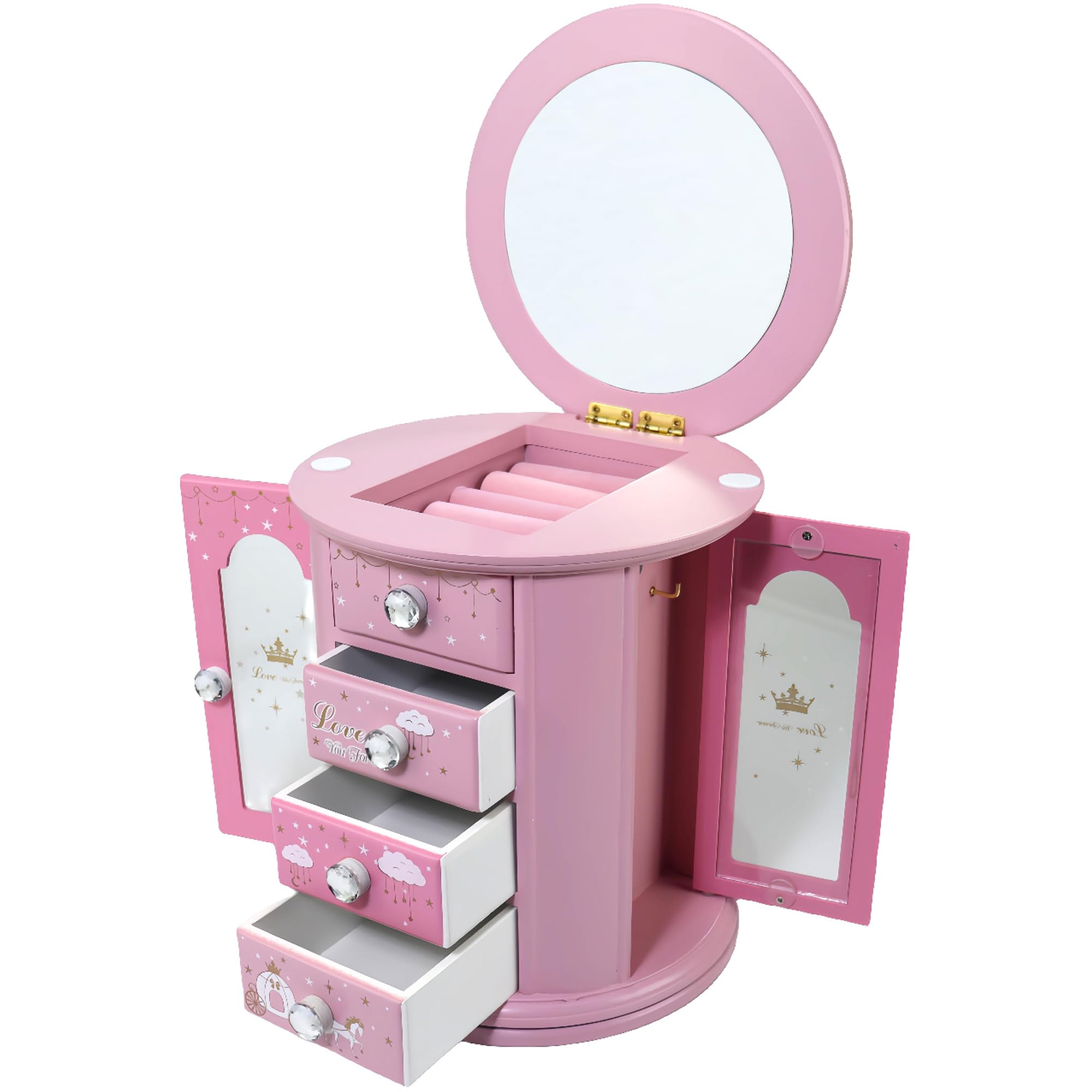 Amazon.com: JIUYUAEZ girls jewelry box Pink Princess Castle jewelry box ...