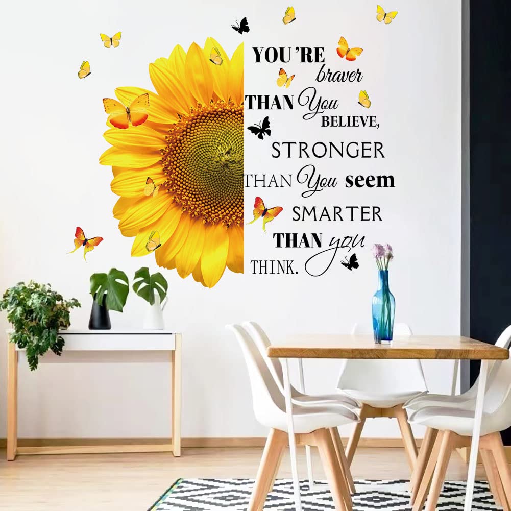 Amazon.com: Sunflower Inspirational Wall Decals Stickers Large ...