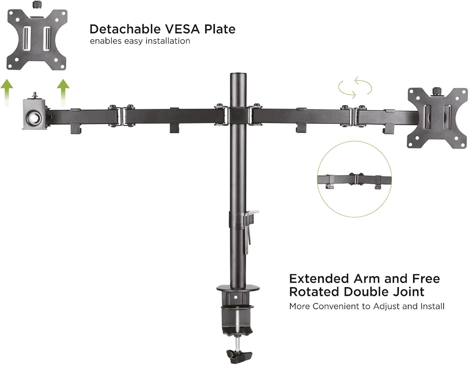 Proper Dual Arm Cantilever Desk Monitor Mount for 13″ 19″ 23″ 24″ 27 ...