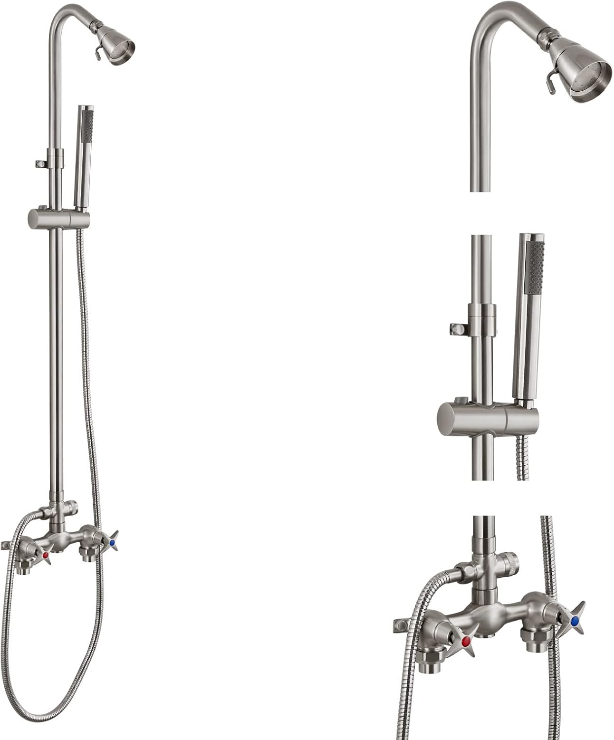 Aolemi Wall Mount Brushed Nickel Exposed Shower Fixtures with Handheld ...