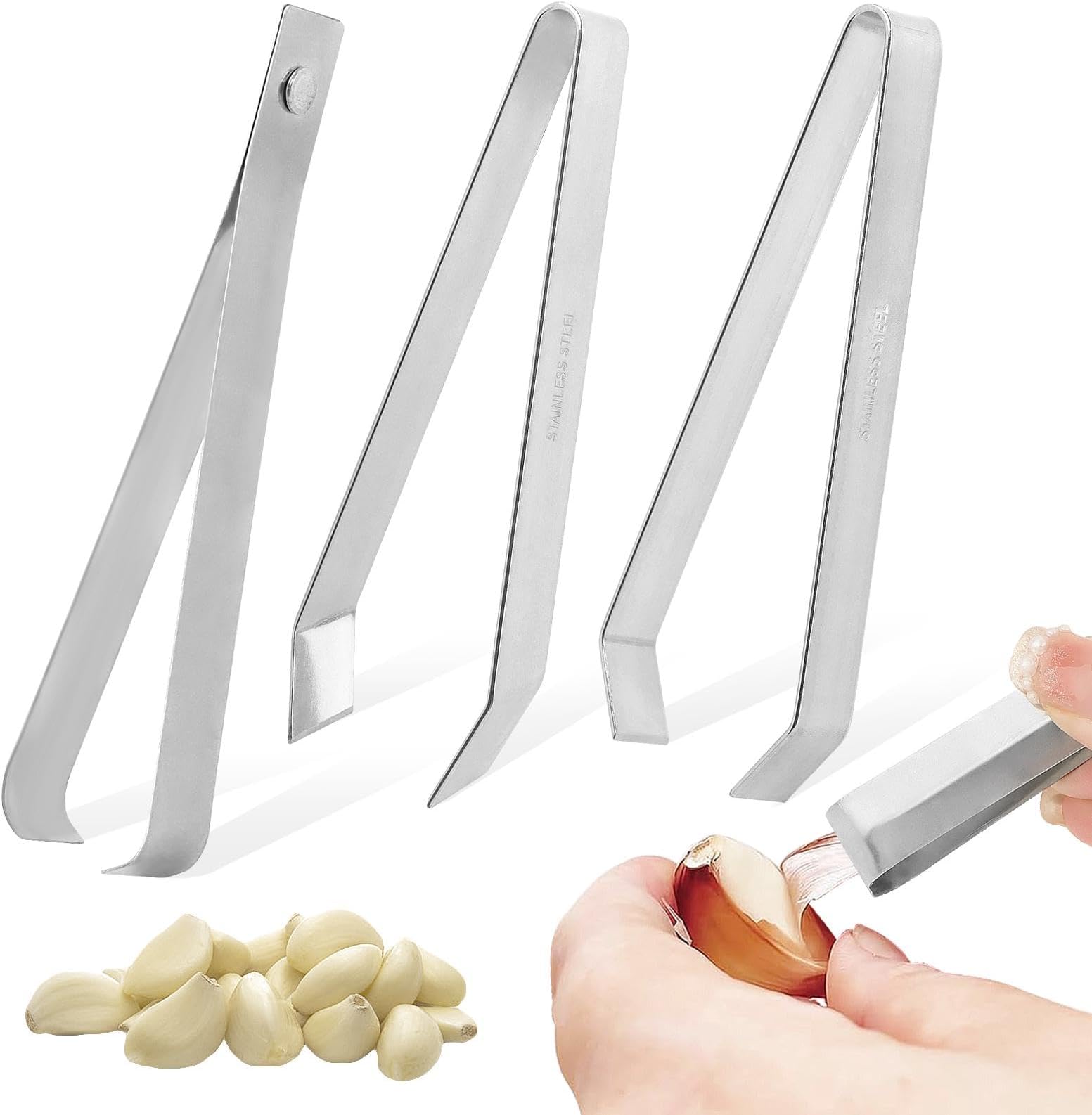 Amazon.com: Garlic Peeler - 3 Pcs Garlic Skin Remover Set Stainless ...