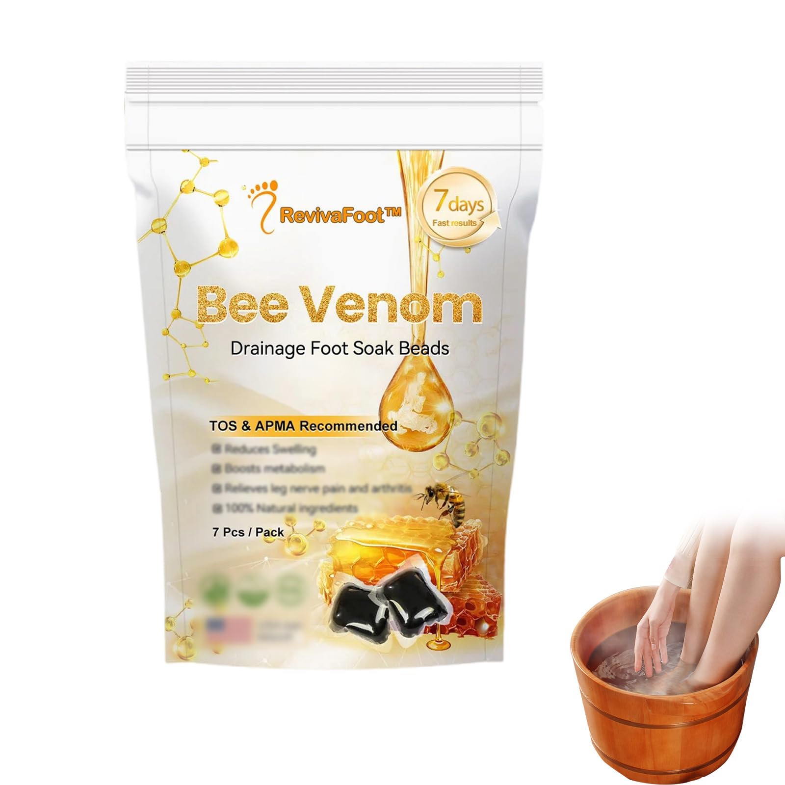 RevivaFoot Bee Venom Drainage Foot Soak Beads,2024 New Drainage Foot ...