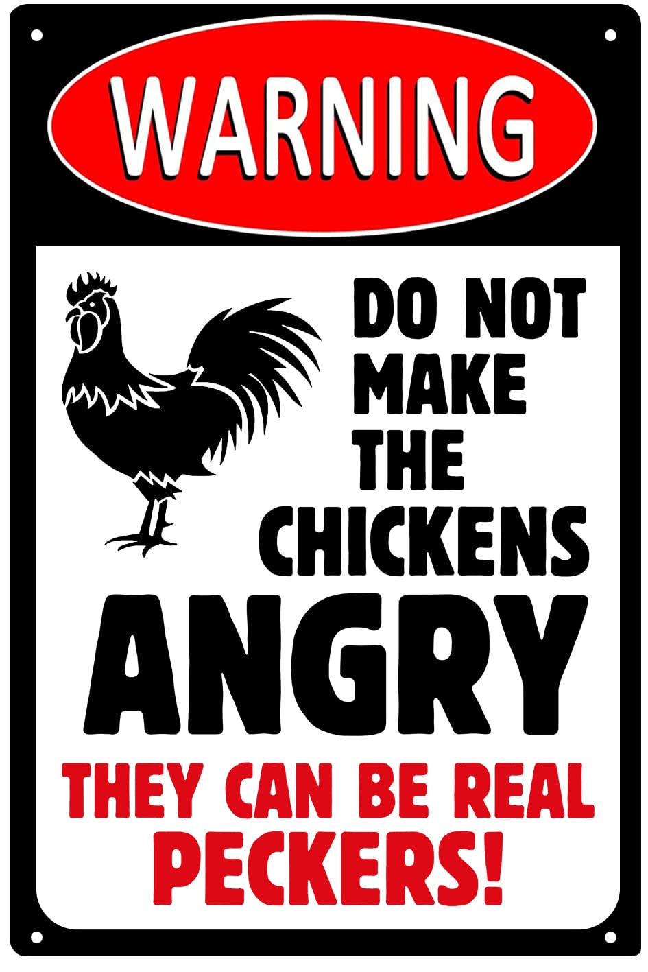 Amazon.com : Aluminum Warning Sign Beware Of Chicken Sign Chicken Coop ...