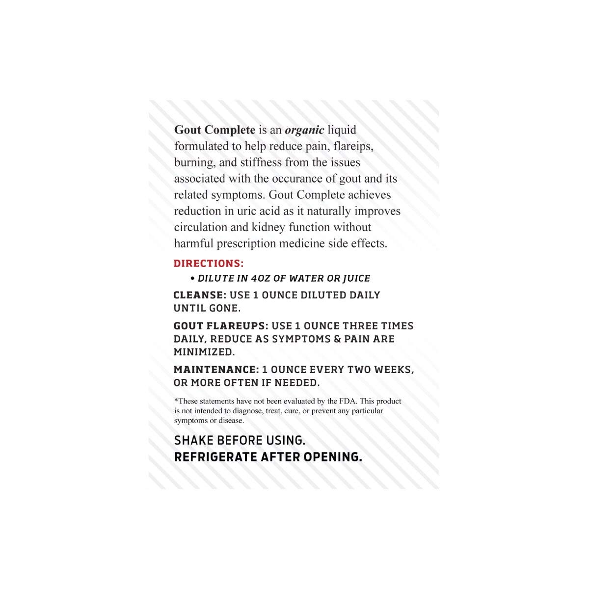 Gout Complete 8oz - Natural & Organic Liquid Gout Treatment, Uric Acid ...
