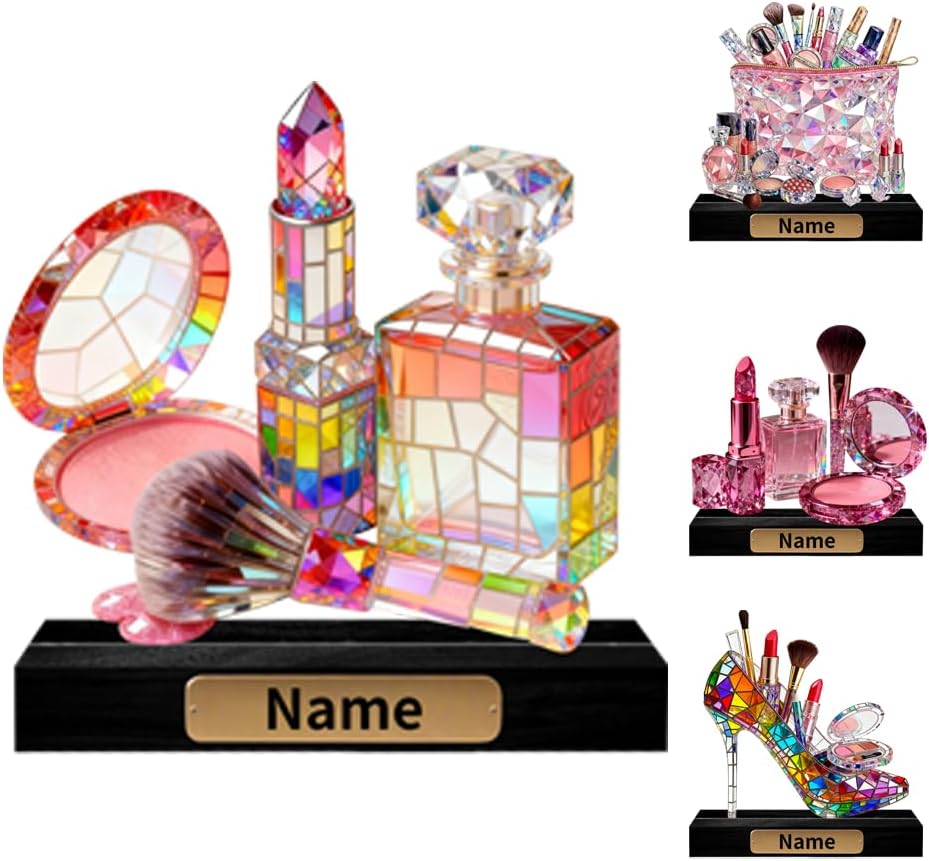Amazon.com: Personalized Colorful Stained Glass Makeup Themed Ornament ...
