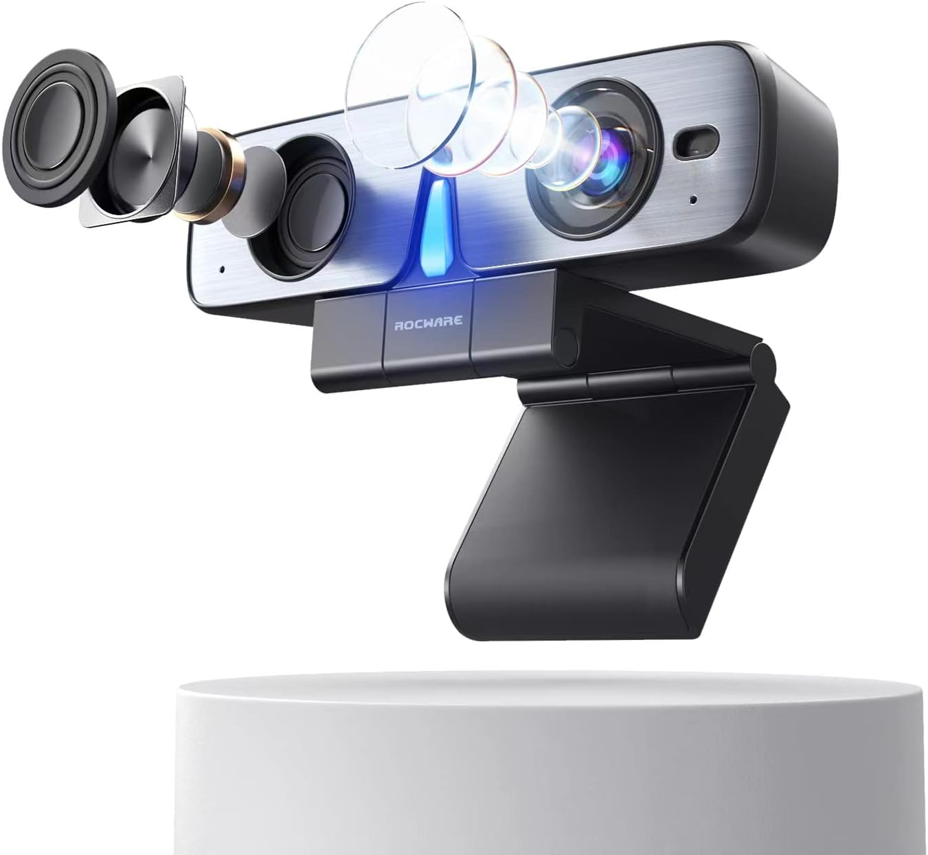 ROCWARE RC08 Webcam, 2K HD Webcam with Microphone & Speaker, [5X Faster ...