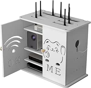 THE WHITE SHOP 4 Tiers WiFi Router Storage Boxes, WiFi Router Modem ...