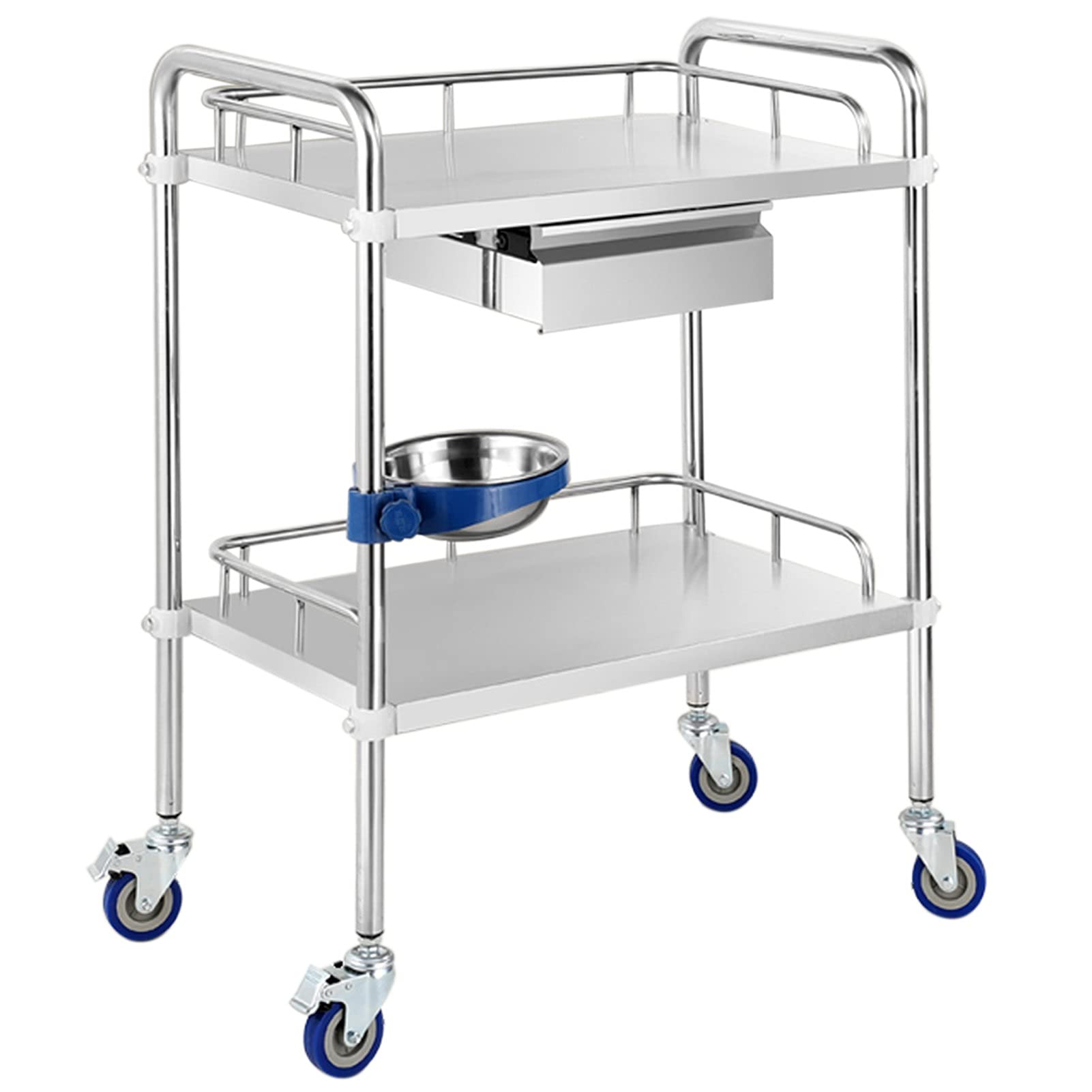 Buy JKGHK Serving Trolley Stainless Steel Utility Rolling Cart, 2 Tier ...