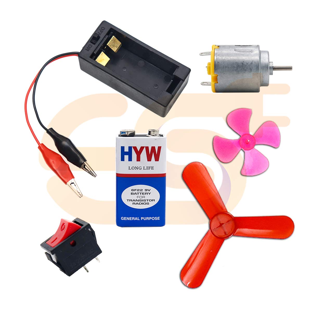 6 in 1 Starter Learing kit for little engineers fan / 9v battery/motor ...