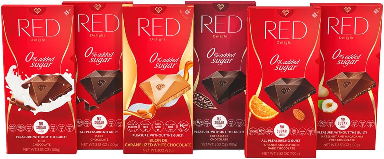 Amazon.com: RED Delight Dark Chocolate Bar Variety Pack, Made with No ...