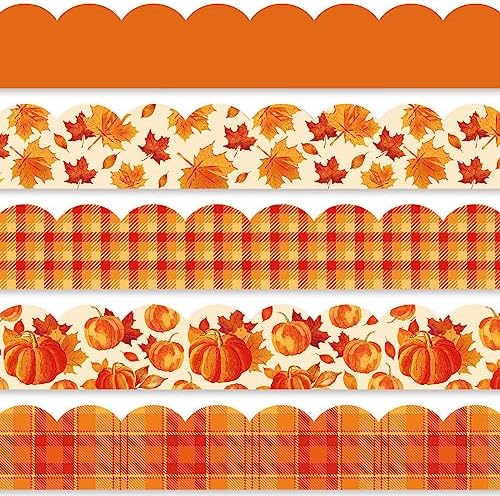 Amazon.com: Whaline 69Ft Fall Bulletin Board Borders Watercolor Pumpkin ...