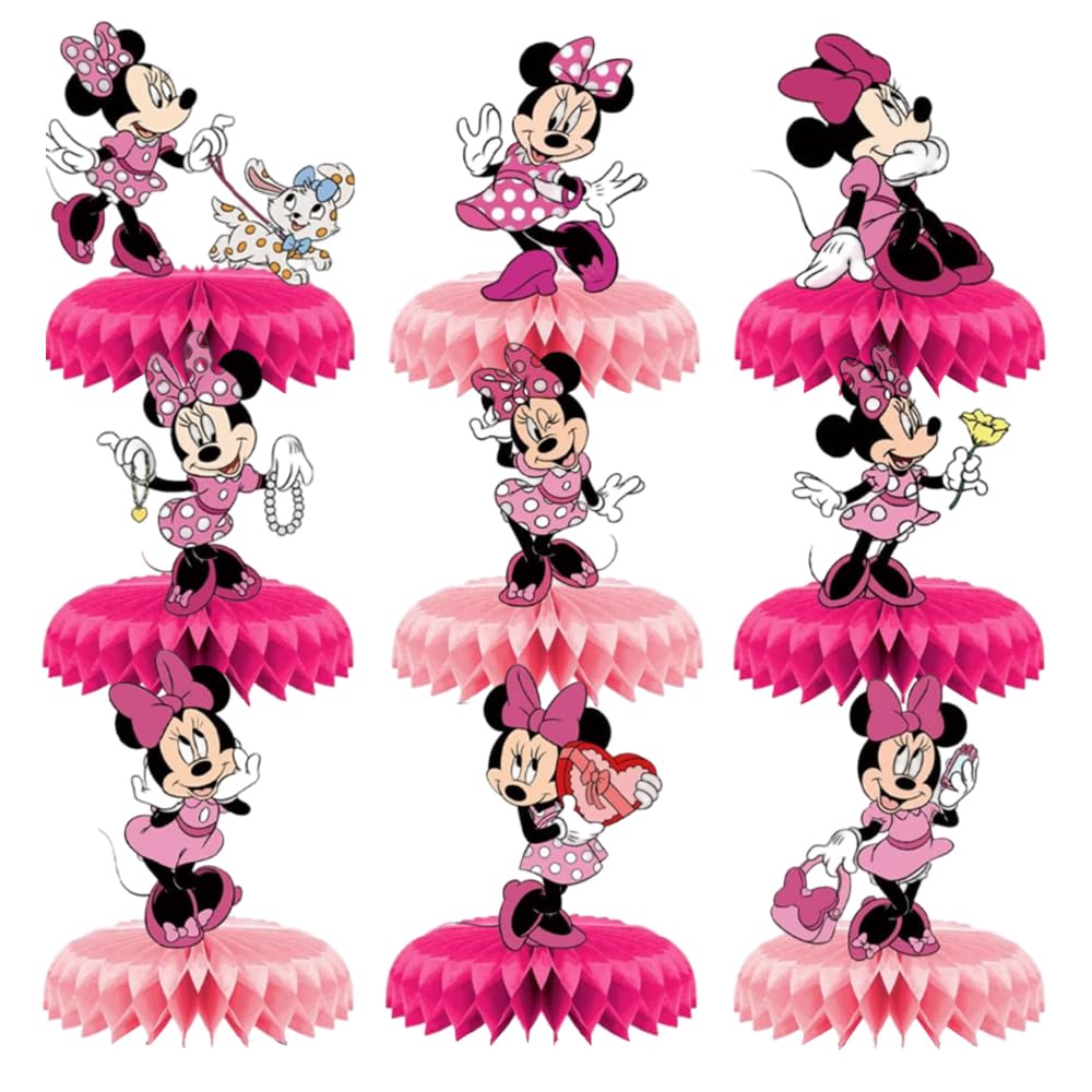 Amazon.com: 9Pcs Pink Cartoon Mouse Party Decorations, 3D Double Side ...