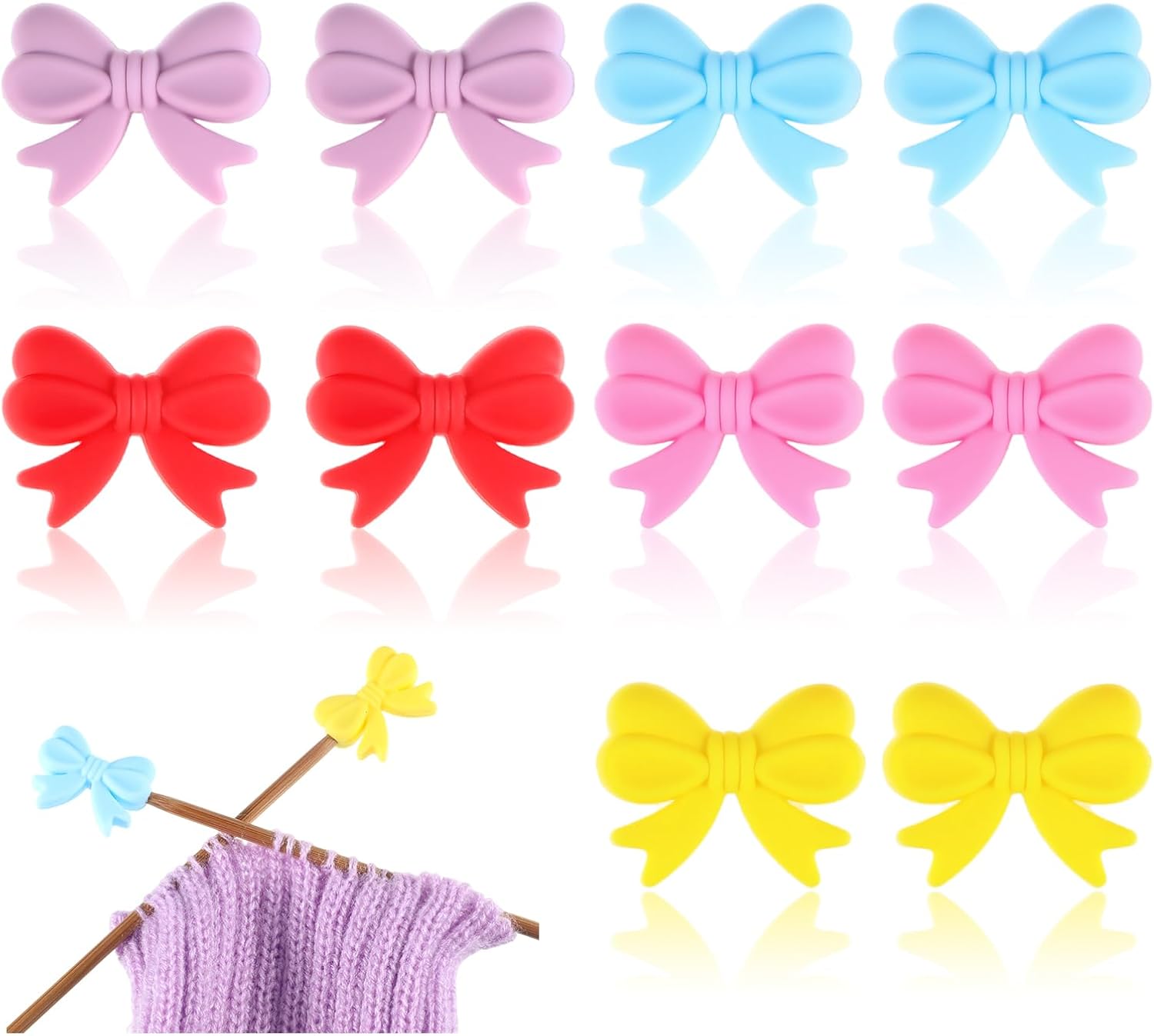 Amazon.com: 10 Pcs Knitting Needle Stoppers, Cute Bow Knitting Needle ...