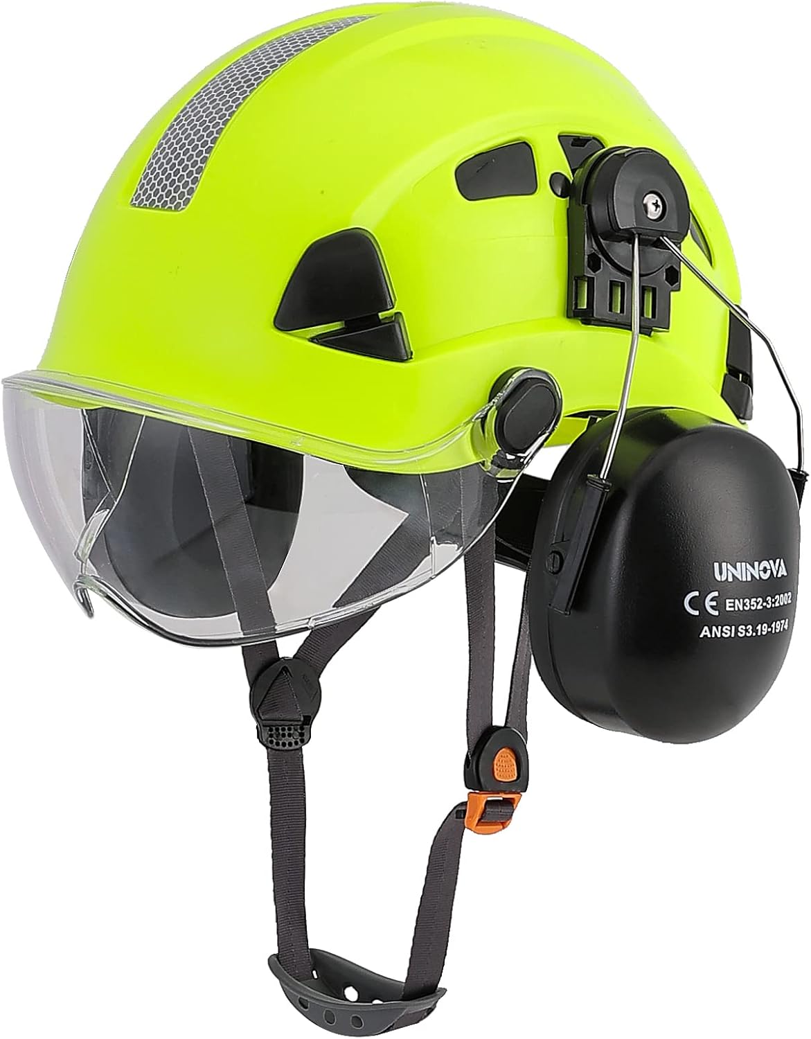 UNINOVA Hard Hat Ear Protection and Visor ANSI Z89.1 Vented ABS ...