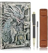 Amazon.com : LongLongJin Vintage Cat 3D Embossed Leather Notebook A5 ...