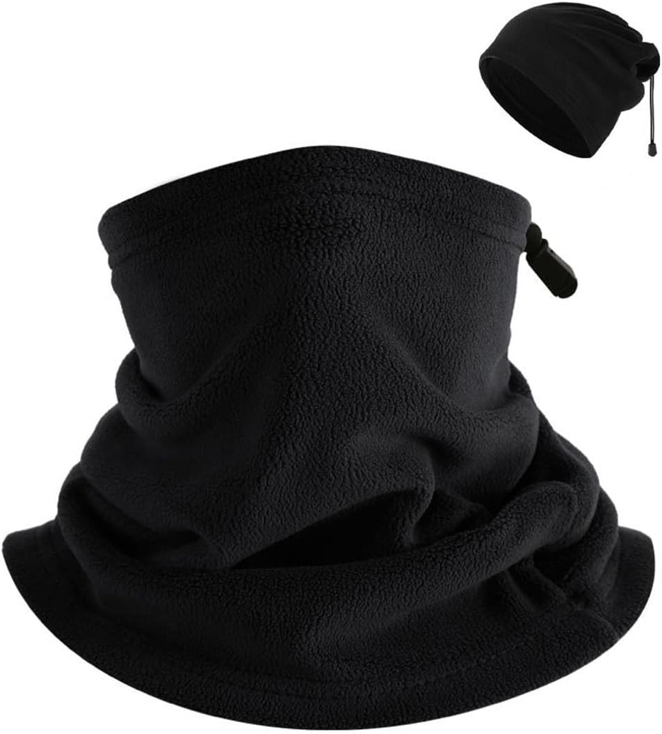 Amazon.com: ARTISTEM Winter Fleece Neck Gaiter Hat 3 In 1 Drawstring ...
