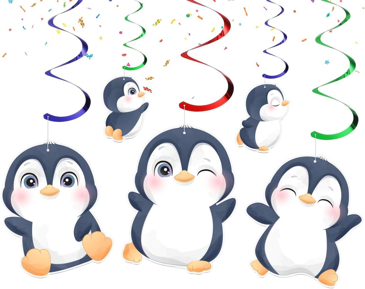 Amazon.com: Penguin 10 Pcs Hanging Swirl Decorations – Cute Penguin ...