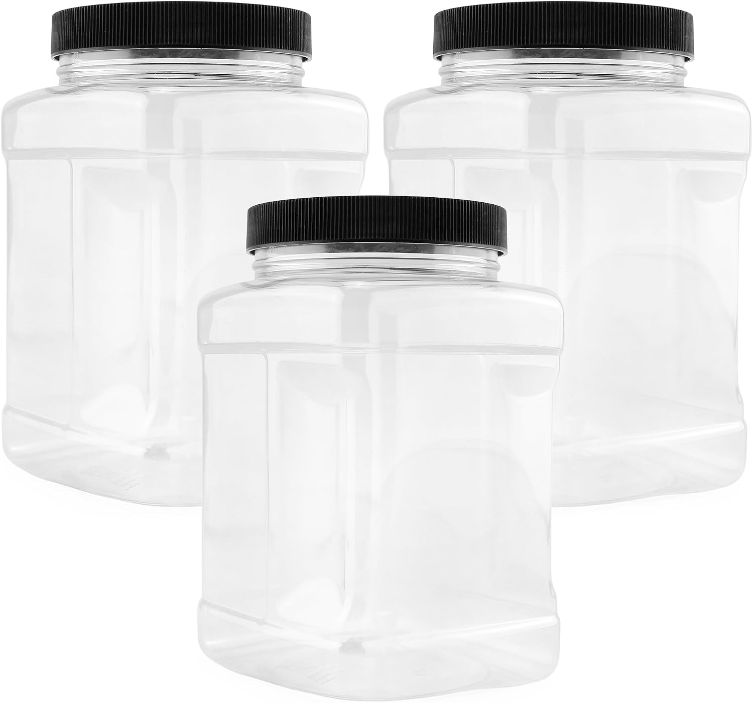 Amazon.com: Cornucopia 48oz Square Plastic Jars (3-Pack); Clear ...