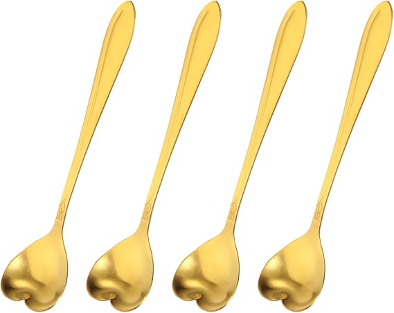 Amazon.com: uxcell 4Pcs Stainless Steel Flower Spoons 5 Inch Heart ...
