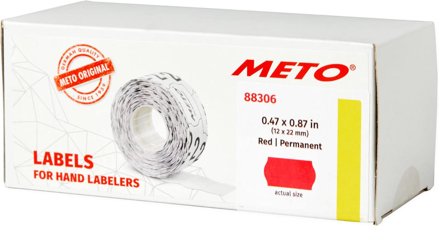 Amazon.com : Meto Price Gun Labels, Fluorescent Red 0.47" x 0.87" (12 x ...