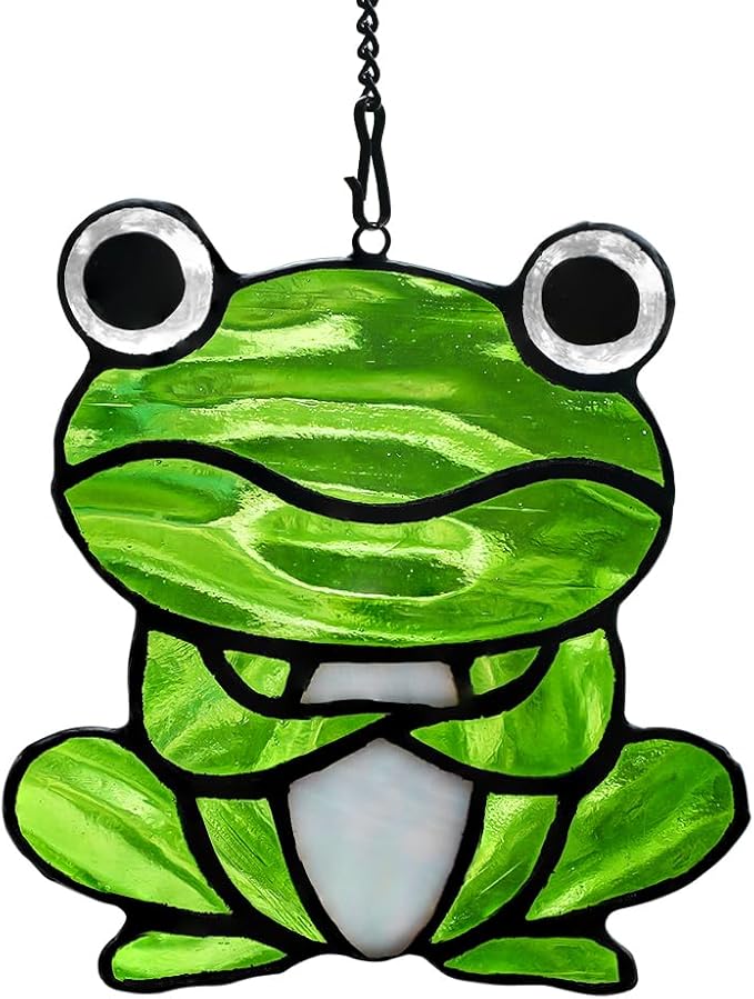 Amazon.com: EPOGIFTS Stained Glass Frog Window Hanging - Suncatcher ...