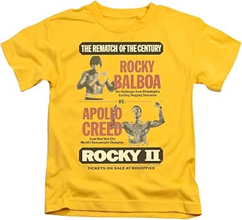 Amazon.com: Rocky II Boys T-Shirt Rocky vs Apollo Rematch Yellow Tee ...