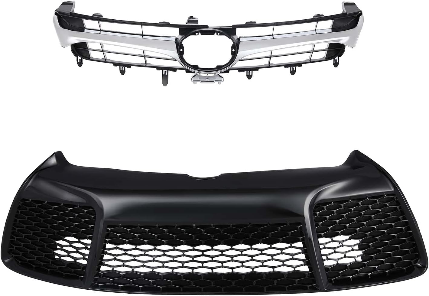 Amazon.com: Partzer Front Bumper Upper Lower Grille Assembly Grill Set ...