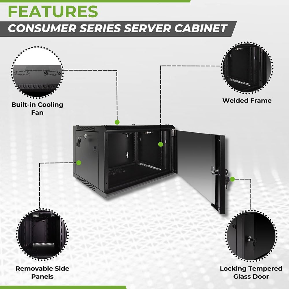 Buy NavePoint 6U Server Rack Enclosure with Glass Door, Cooling Fan ...