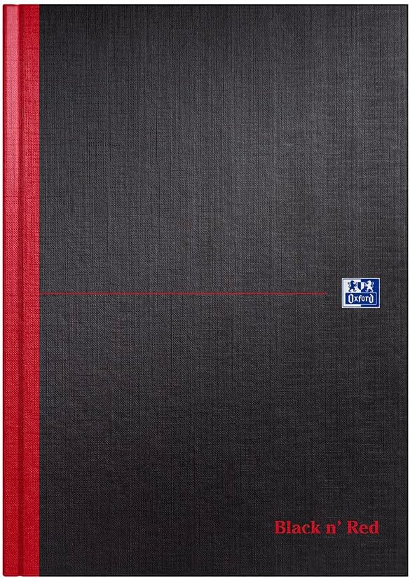 Oxford Black n' Red A4 Hardback Casebound Notebook, Ruled with Double ...