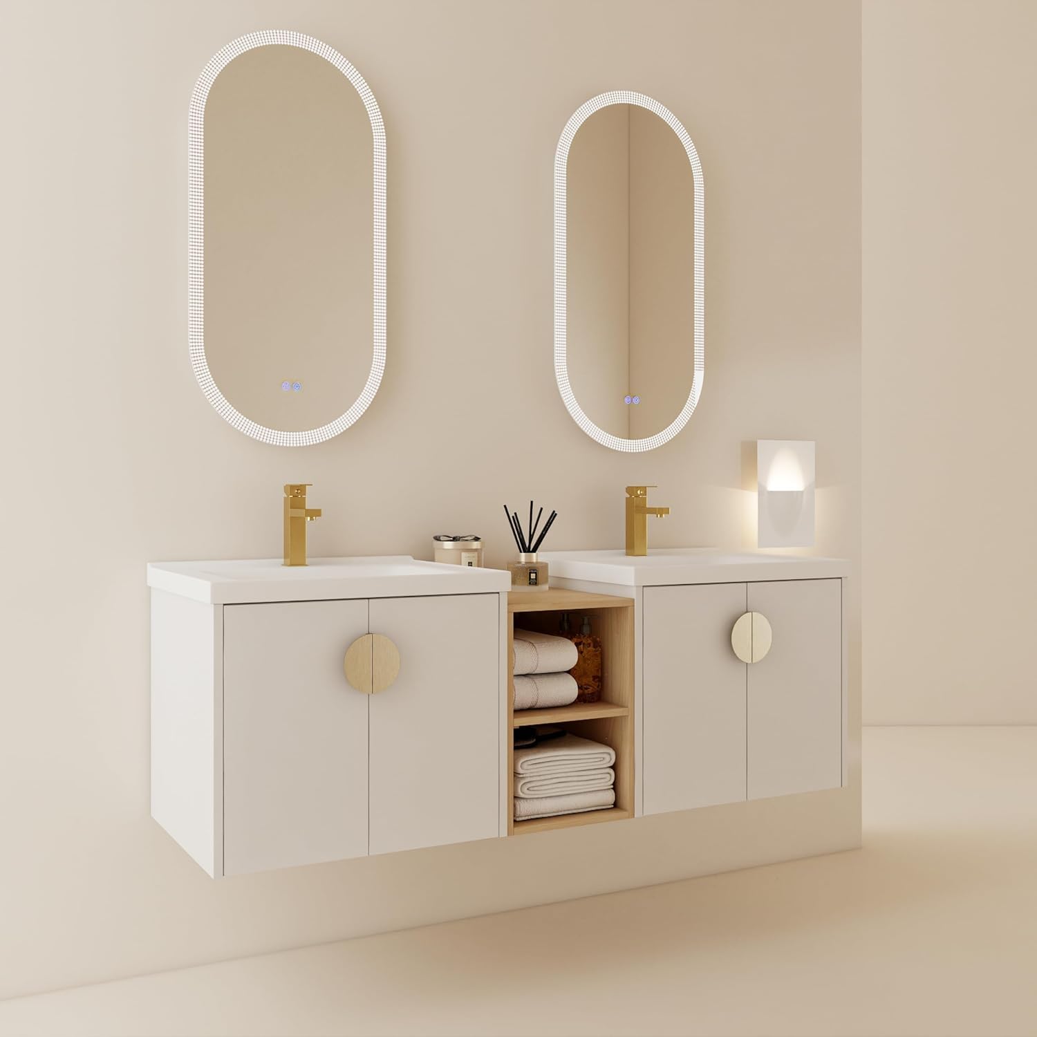 Amazon.com: Goderfuu 68" Bathroom Vanity with Double Sink, Floating ...